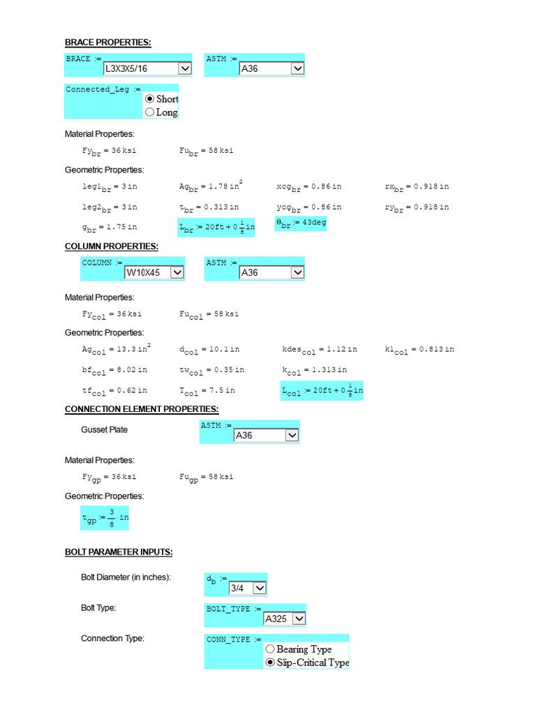 Vertical Brace Connection Sample | PDF | Screw | Buckling