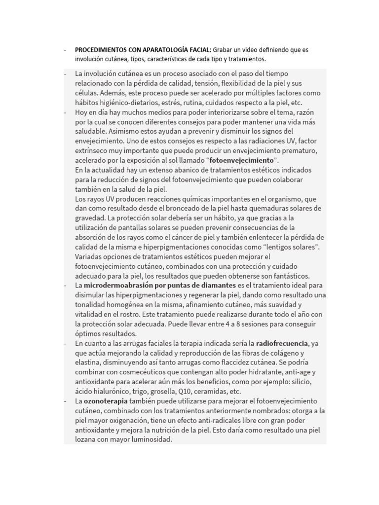 Tratamientos para Involución Cutánea | PDF | Piel | Envejecimiento