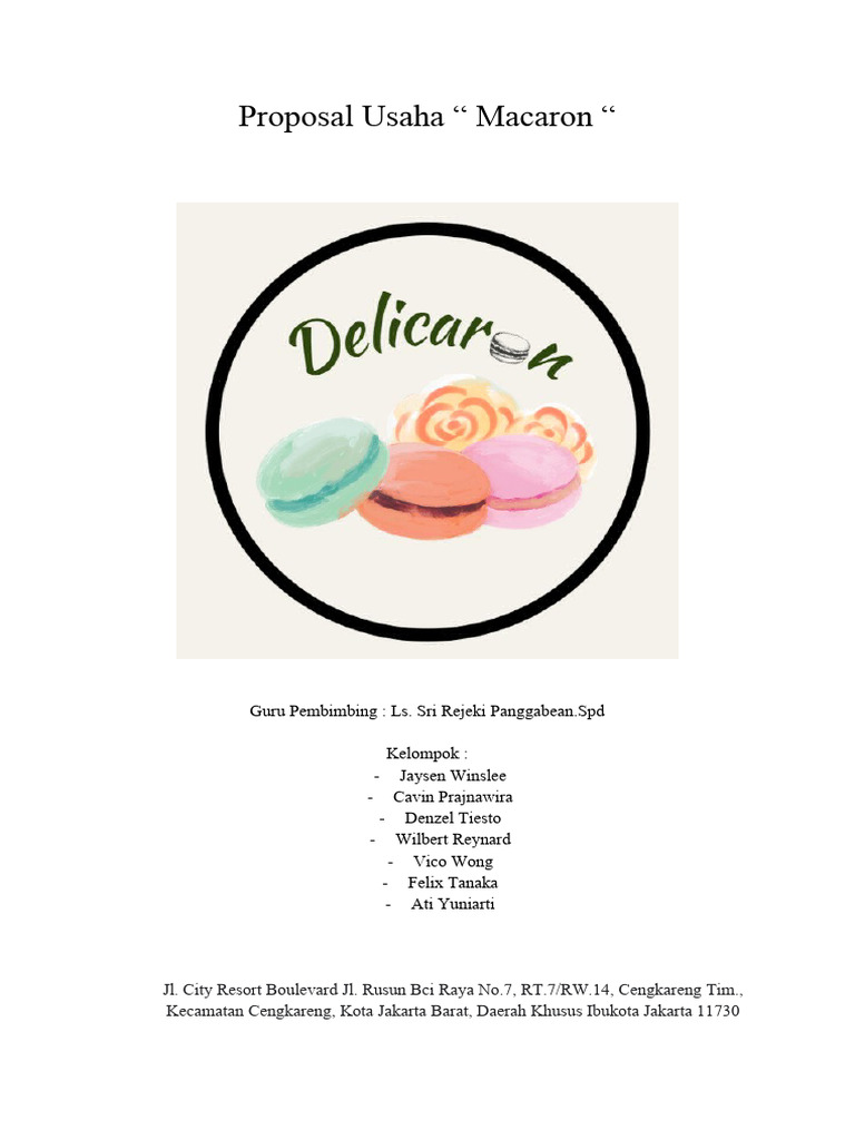 Proposal Usaha " Macaron " | PDF