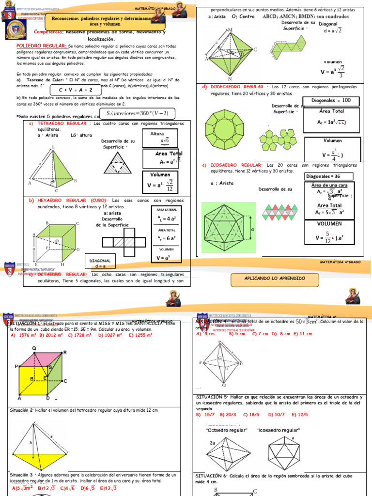 Activ 02 - s6 - Poliedros Regular | PDF | Tetraedro | Politopos