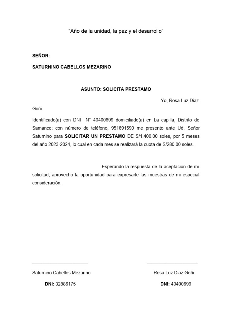 Modelo de Solicitud de Prestamo | PDF | Derecho