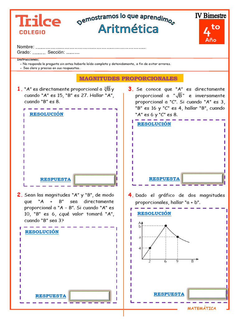 Tarea - A4 (Magnitudes Proporcionales) | PDF