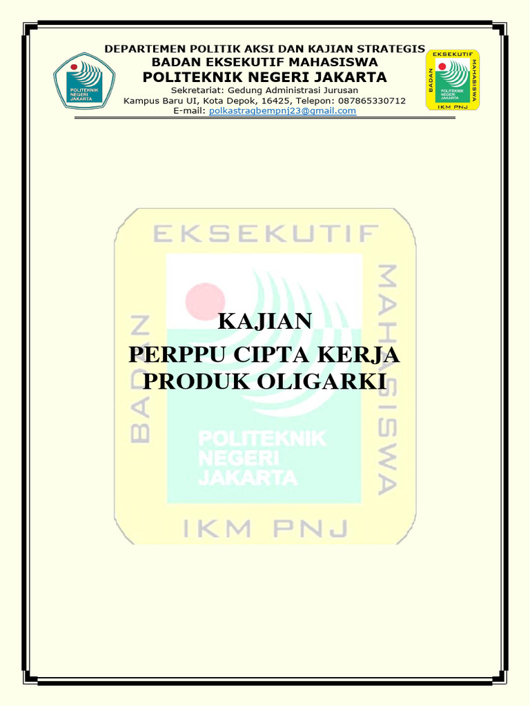 Kajian Perpu Cipta Kerja Bem PNJ 2023 | PDF