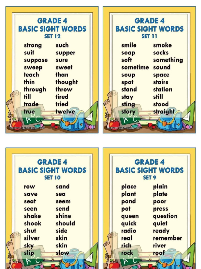Grade 4 Basic Sights Words | PDF