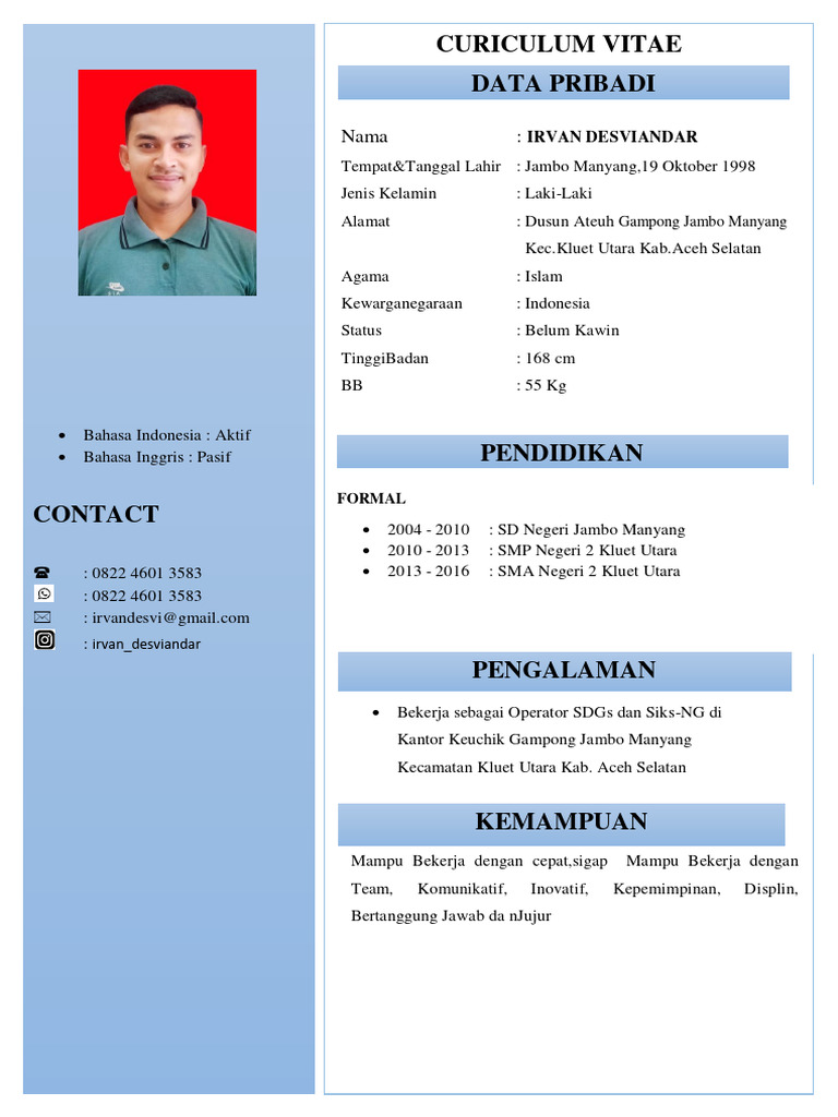 Cv. Irfan | PDF