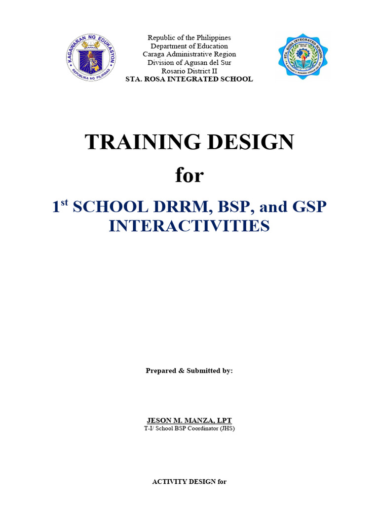 DRRM, BSP, GSP Training Design Guide | PDF
