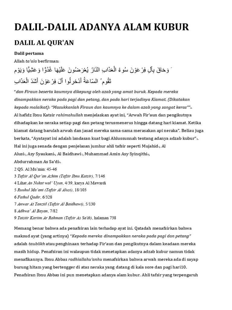 Dalil Adzab Kubur dalam Islam | PDF