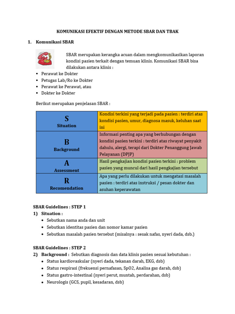 Komunikasi Efektif Dengan Metode Sbar Dan Tbak | PDF