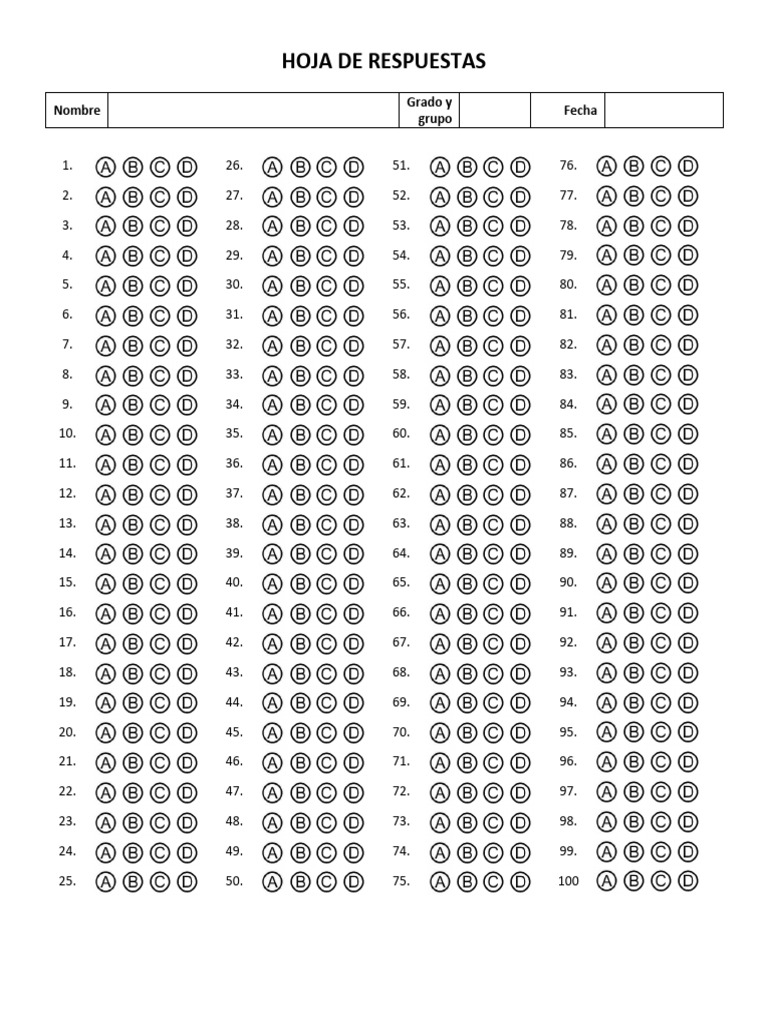 Hoja de Respuestas 2023 | PDF