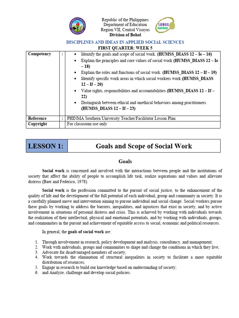 Humss - Diass - Q1 - W5 MS Word Calibrated | PDF | Social Work | Mental ...