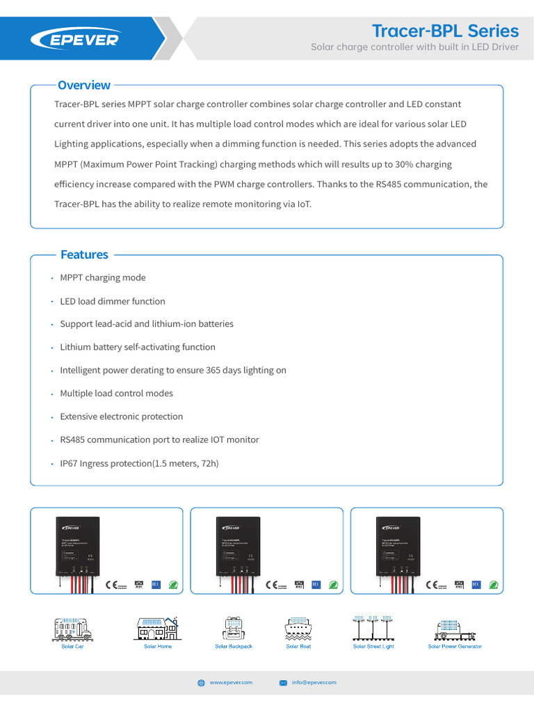EPEVER Datasheet - Tracer BPL 1 | PDF | Computers