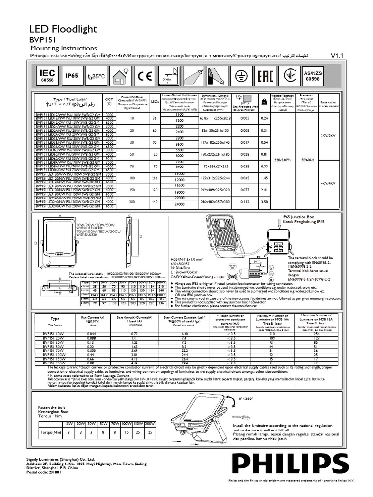 Smartbright Floodlight | PDF | Equipment | Components