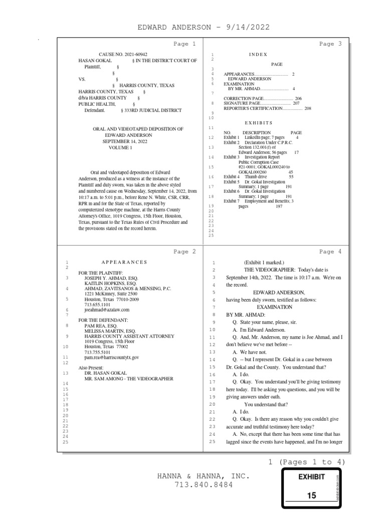 Ed Anderson Transcript | PDF | Deposition (Law) | Audiology
