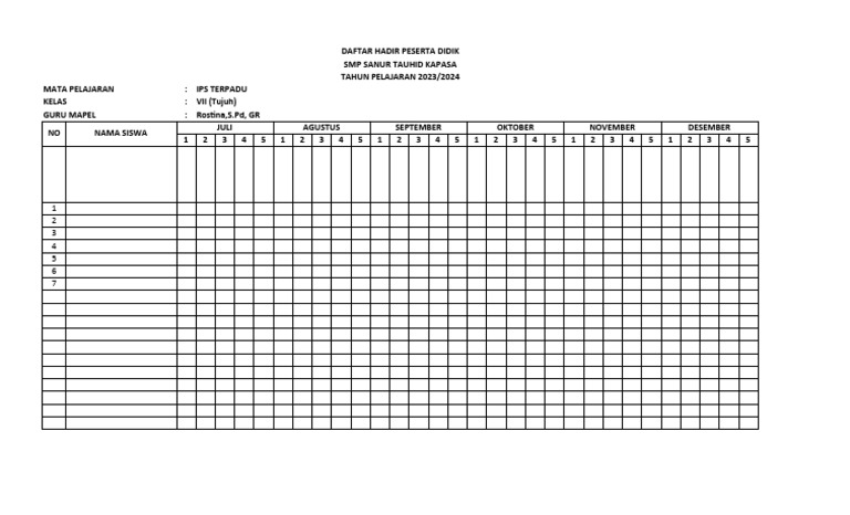 Absen Guru SMP Sanur | PDF