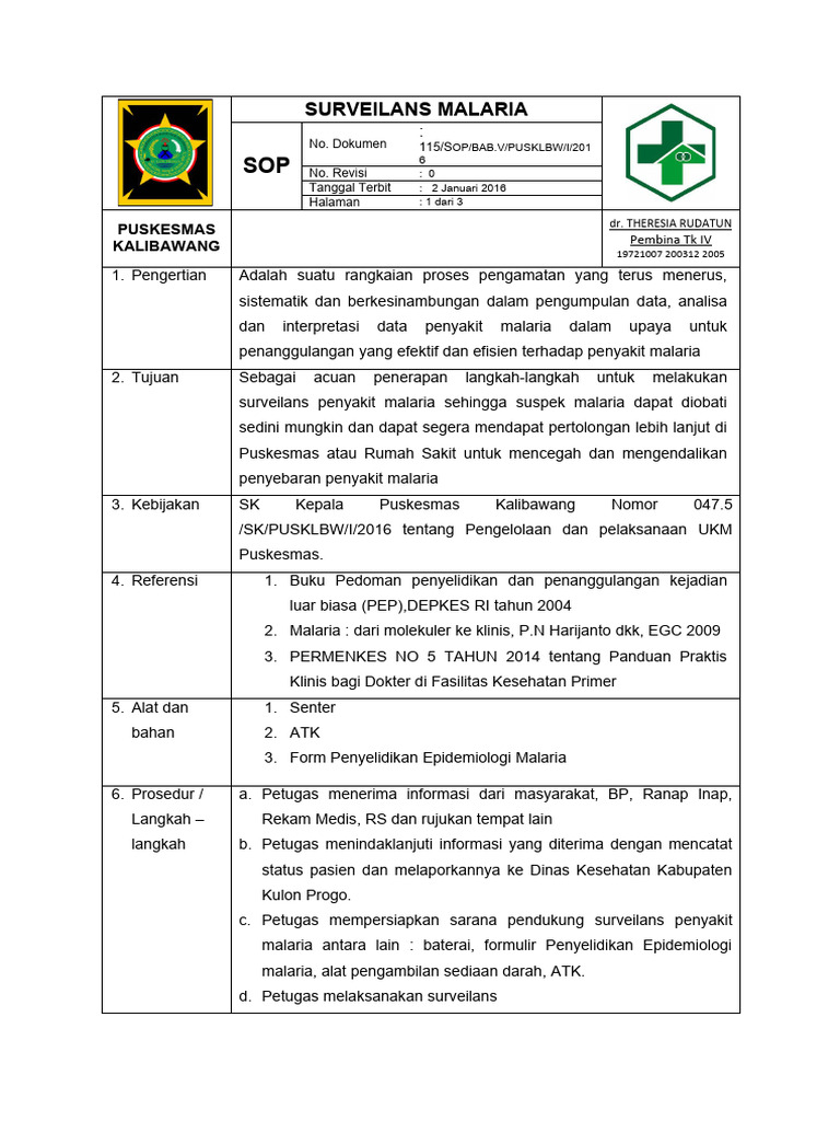 Sop Surv Malaria | PDF