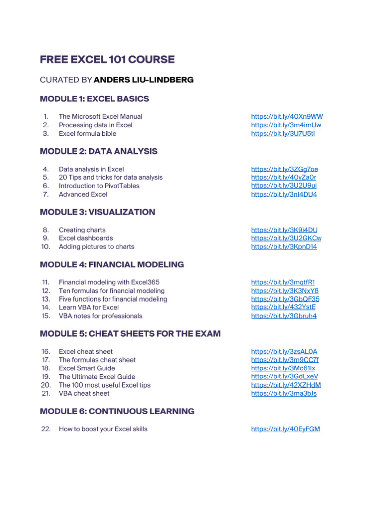 Free Excel 101 Course | PDF