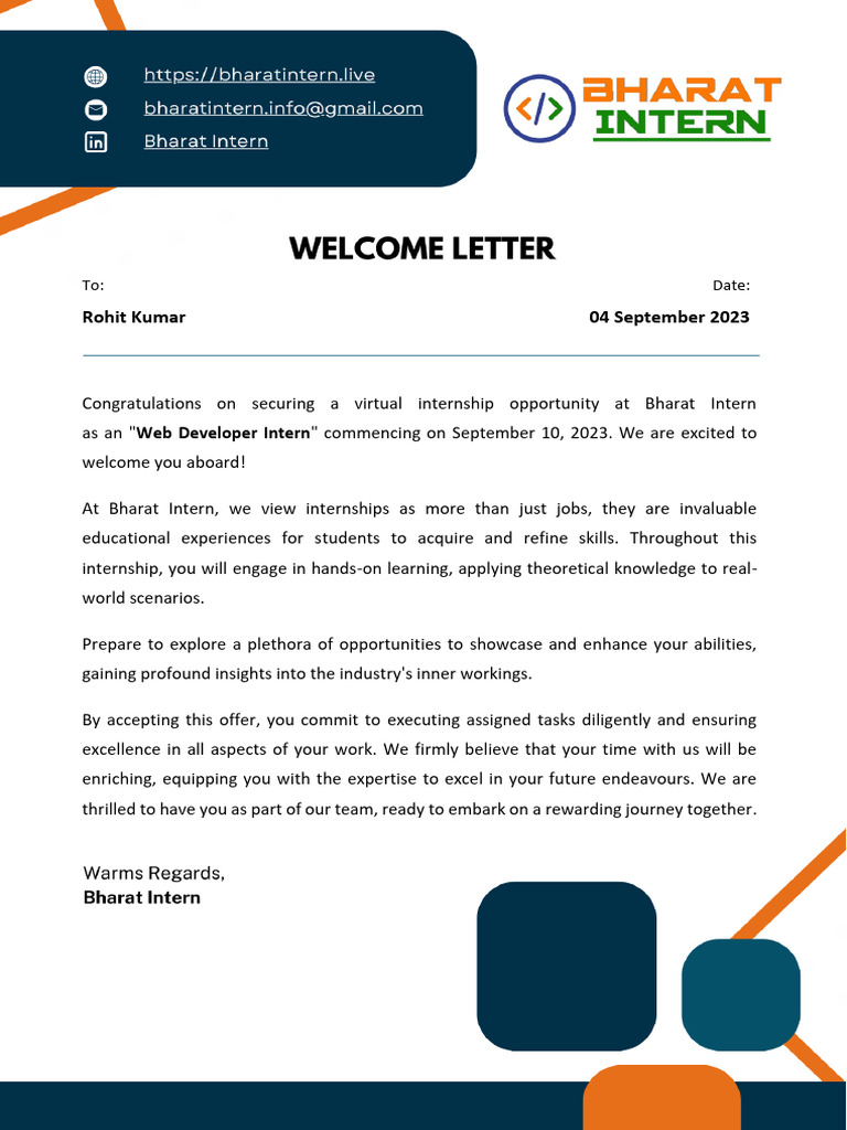 Rohit Kumar Offer Letter | PDF