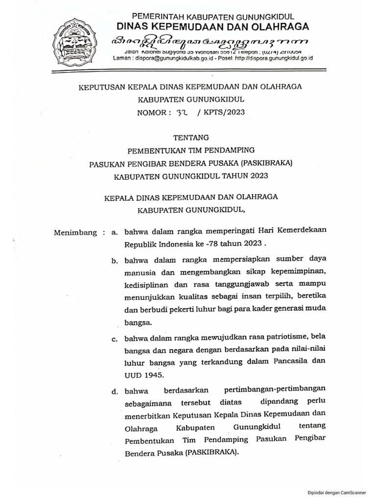 SK Pendamping Paskib 2023 | PDF