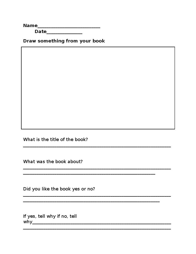 Book Reflection and Drawing Worksheet | PDF