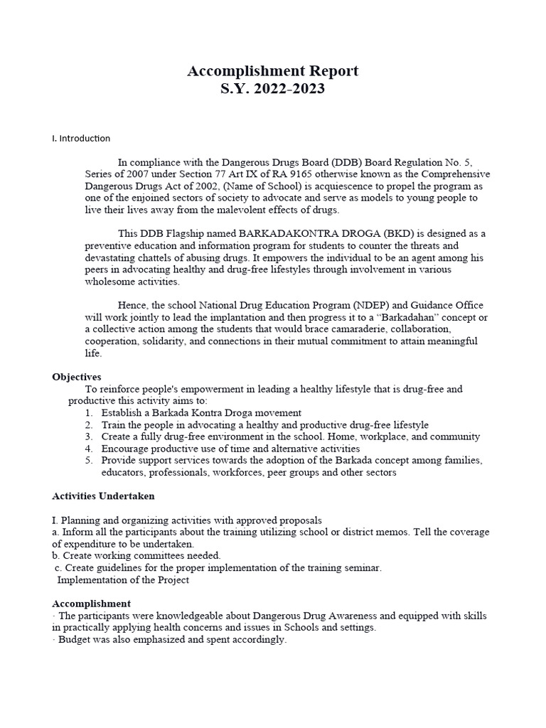 BKD Accomplishment Report 2022-2023 | PDF