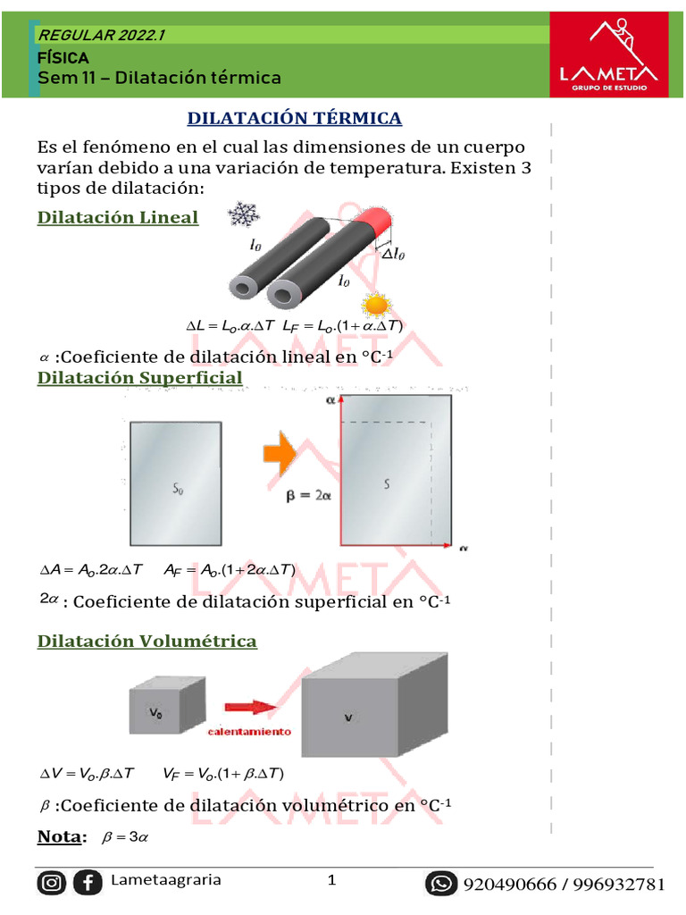 Fis1 Sem11 Dilatacion Termica | Descargar gratis PDF | Expansión ...