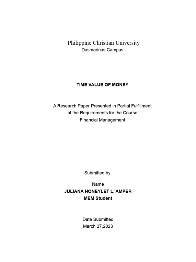 Financial Management Research Paper - Juliana Honeylet L. Amper - MEM ...