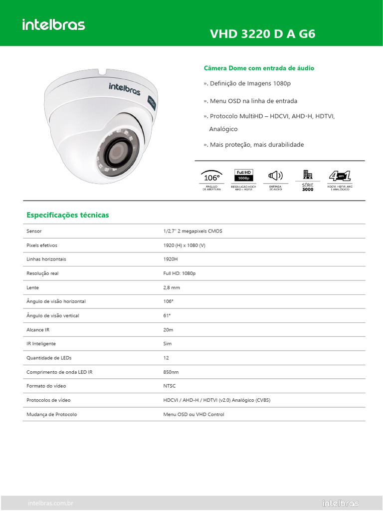 Novo Datasheet - VHD 3220 D A G6 | PDF | Câmera | Imagem