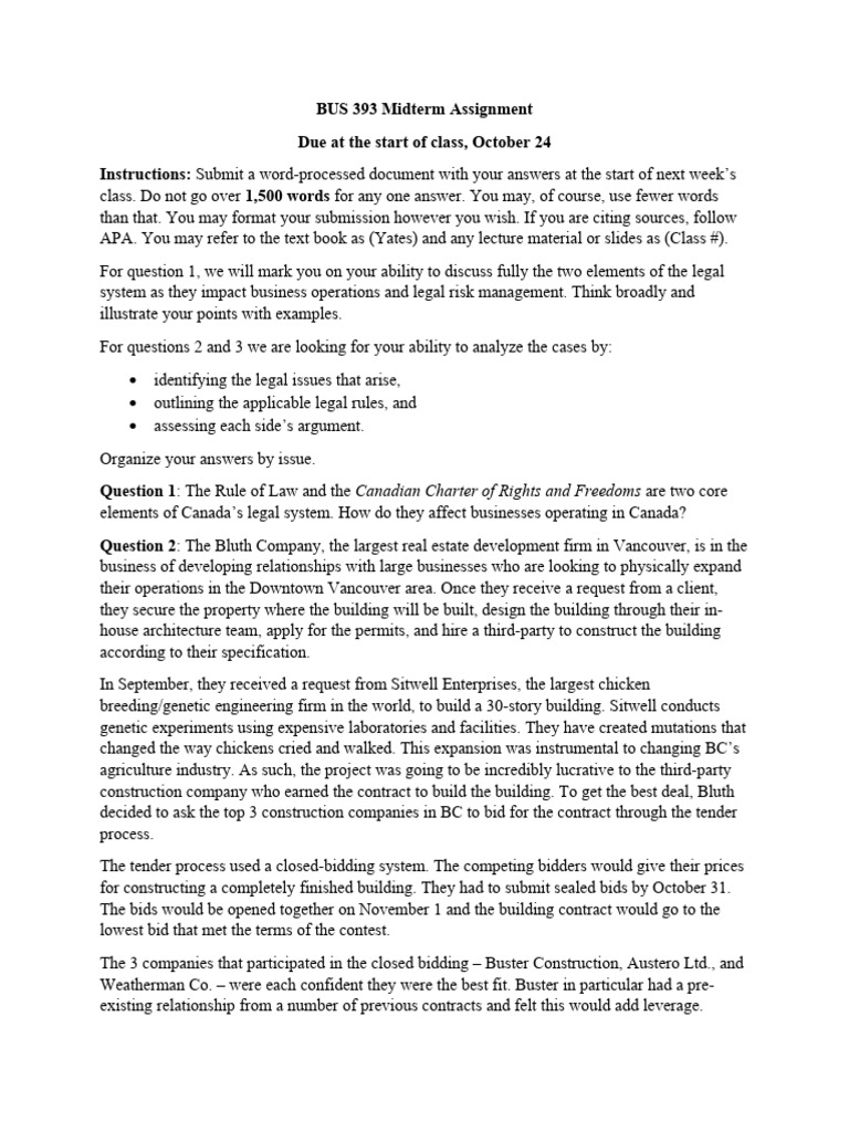BUS 393 Midterm Assignment | PDF | Renting