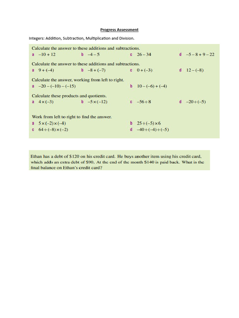 Progress Assessment | PDF