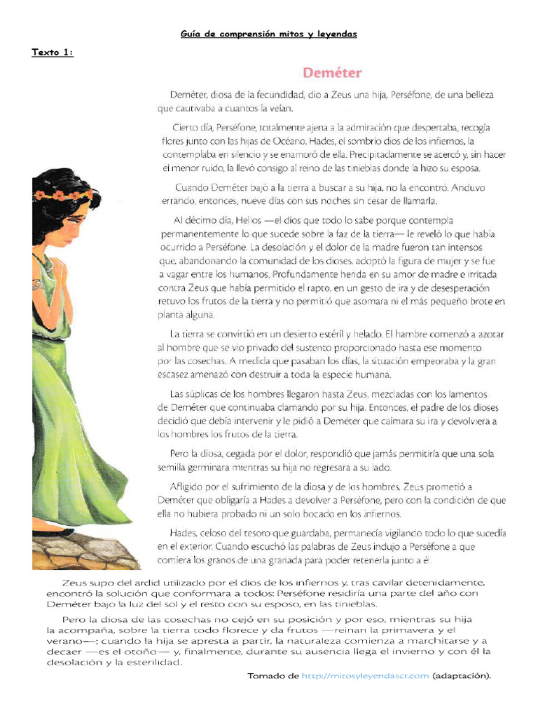 Guía de Comprensión Mitos y Leyendas | PDF