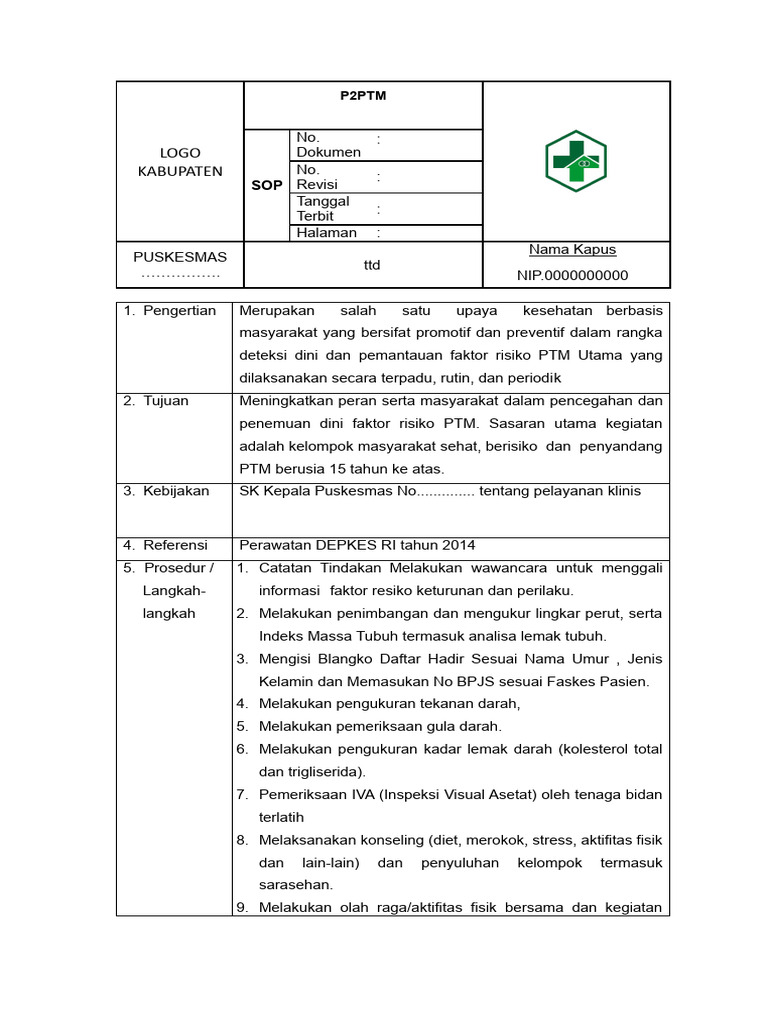 Sop P2PTM F | PDF | Kesehatan Holistik