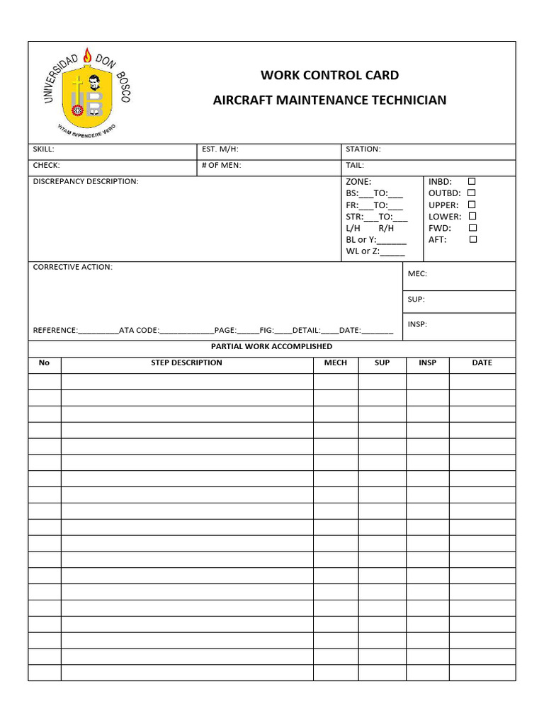 Aircraft Maintenance Work Control Card | PDF | Computers