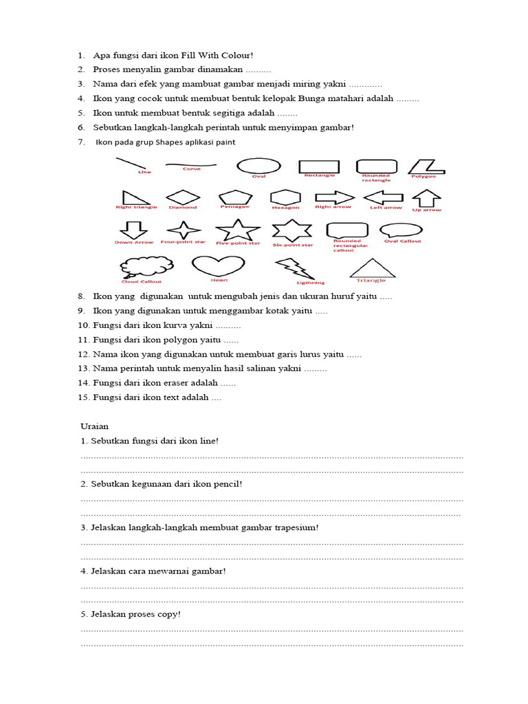 Fungsi dan Ikon Shapes di Paint | PDF | Seni | Komputer