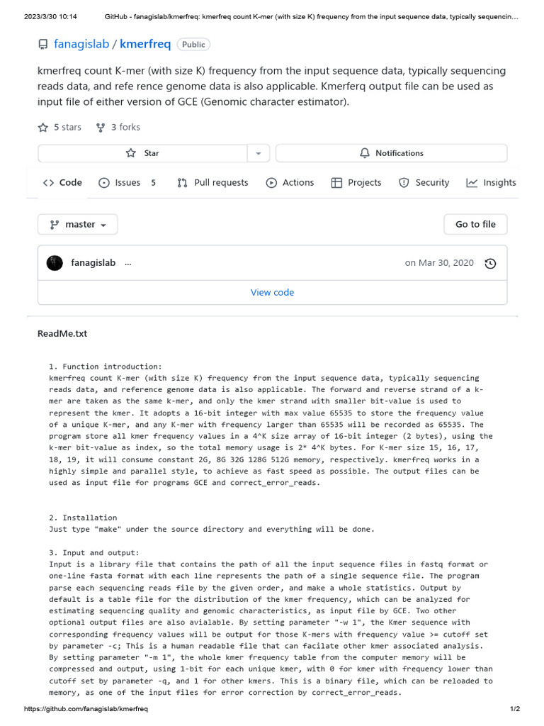 Kmerfreq: Fanagislab | PDF | Parameter (Computer Programming) | Computer File