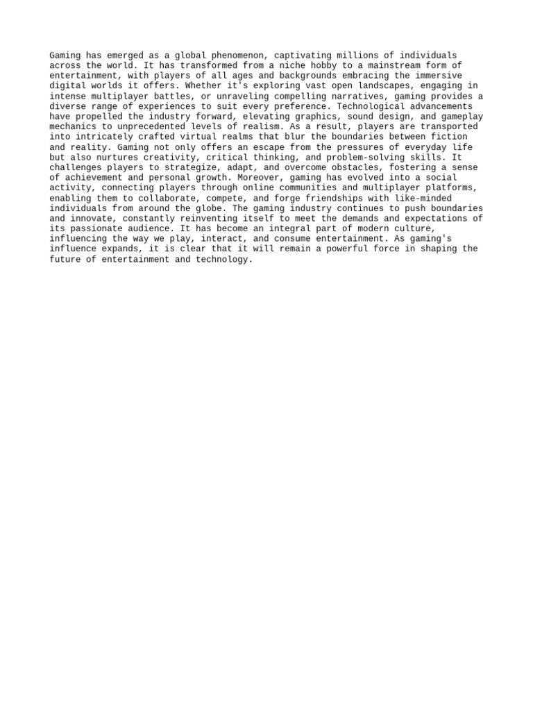 A Short Paragraph About Gaming 2 | PDF | Games & Activities