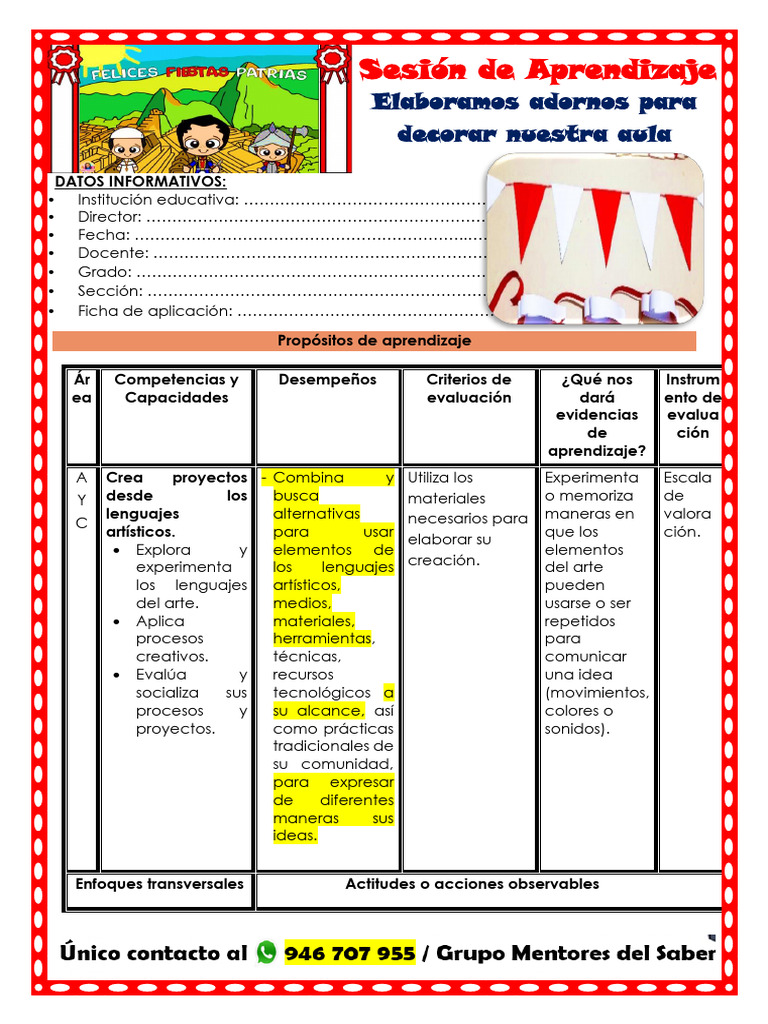 4° Sesión Día 5 Art Elaboramos Adornos para Decorar Nuestra Aula Unidad ...