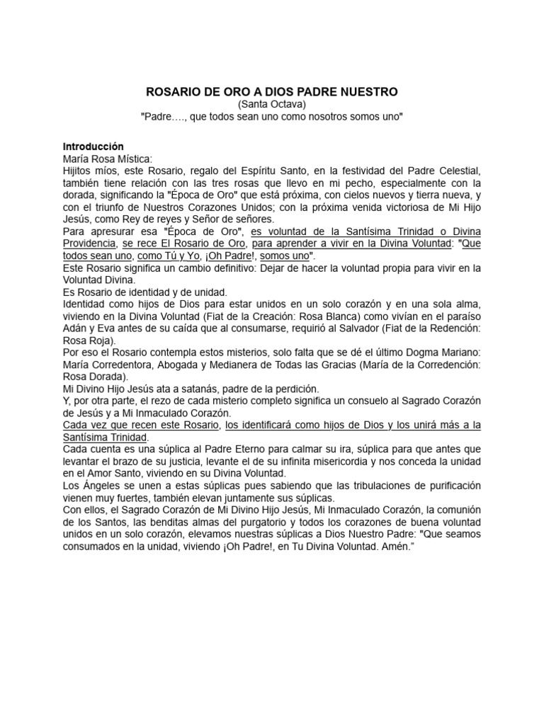 Rosario De Oro Pdf María Madre De Jesús Oración