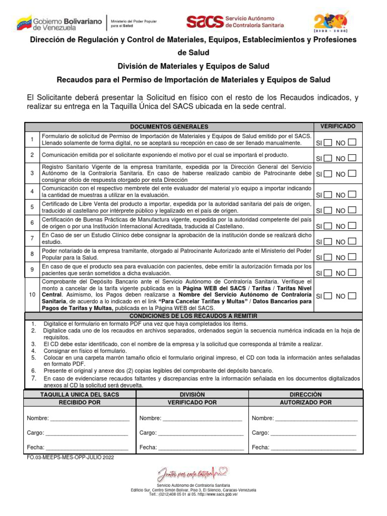 3 Recaudos Permiso Import Mat y Equipos de Salud | PDF | Finanzas y dinero