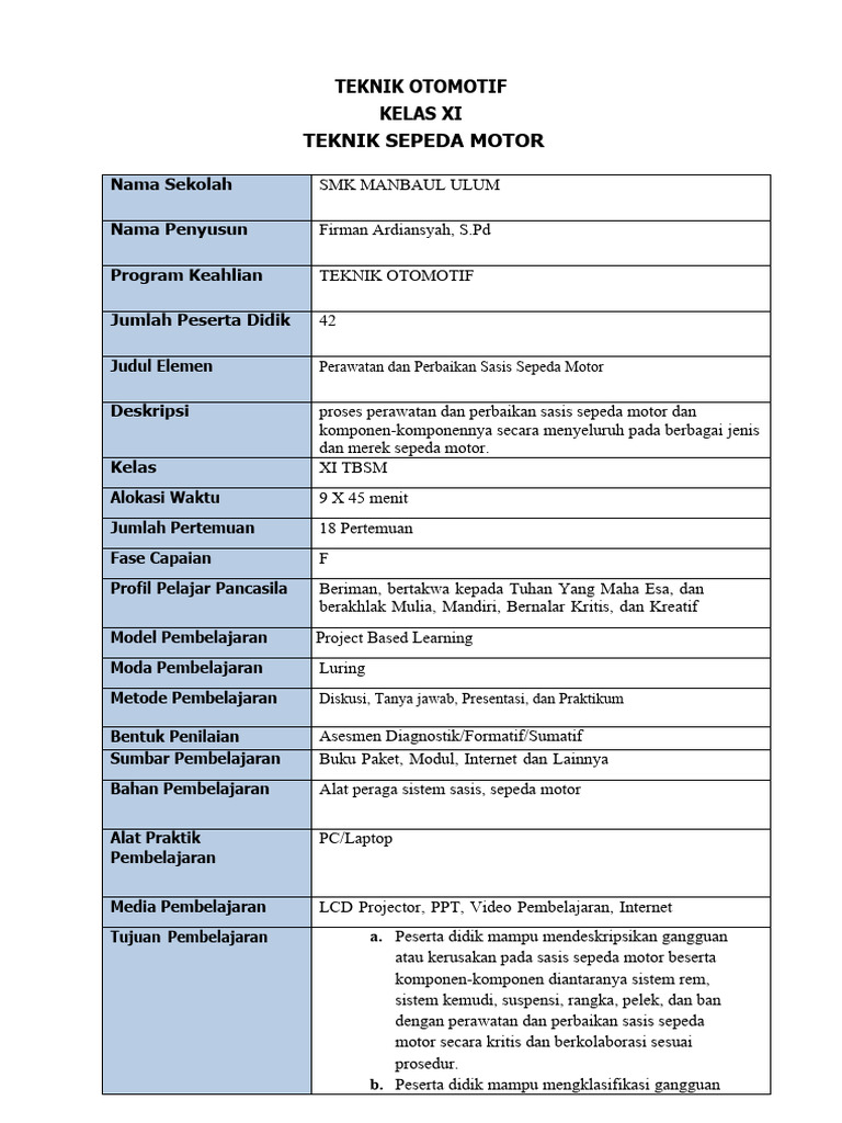 TSM MODUL CP 2 PERAWATAN DAN PERBAIKAN SASIS OTO XI TSM | PDF