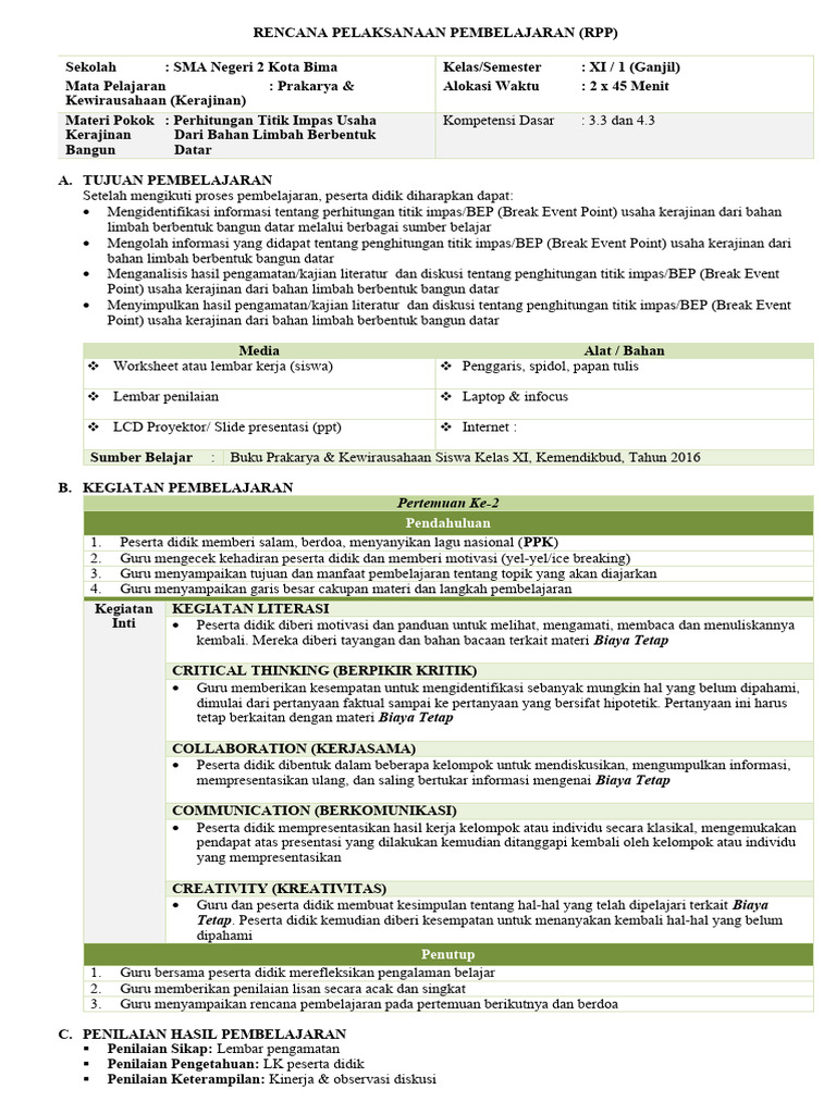 3.2 RPP I PKWU (Kerajinan) XI | PDF