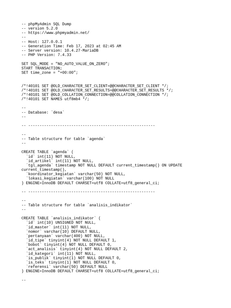 Database Web Desa | PDF