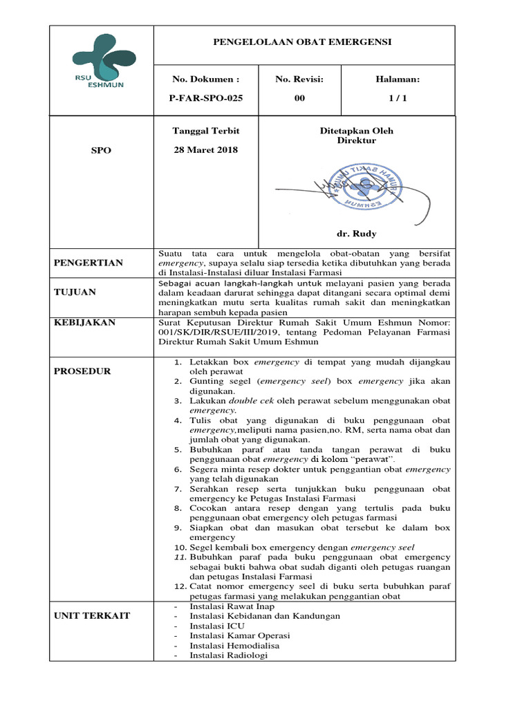 35.spo Pengelolaan Obat Emergency | PDF