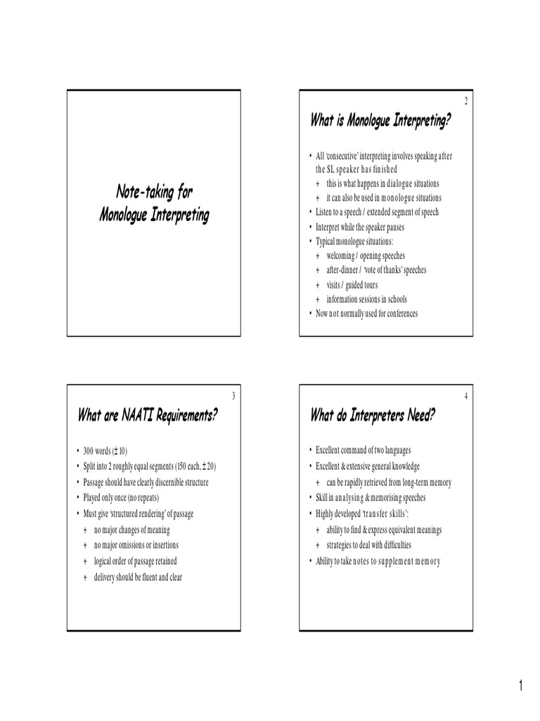Note-Taking Techniques for Interpreters | PDF | Language Interpretation ...