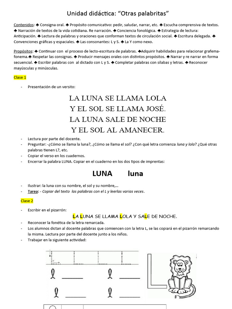 Unidad Didáctica L Y S | PDF | Caso de carta | Palabra