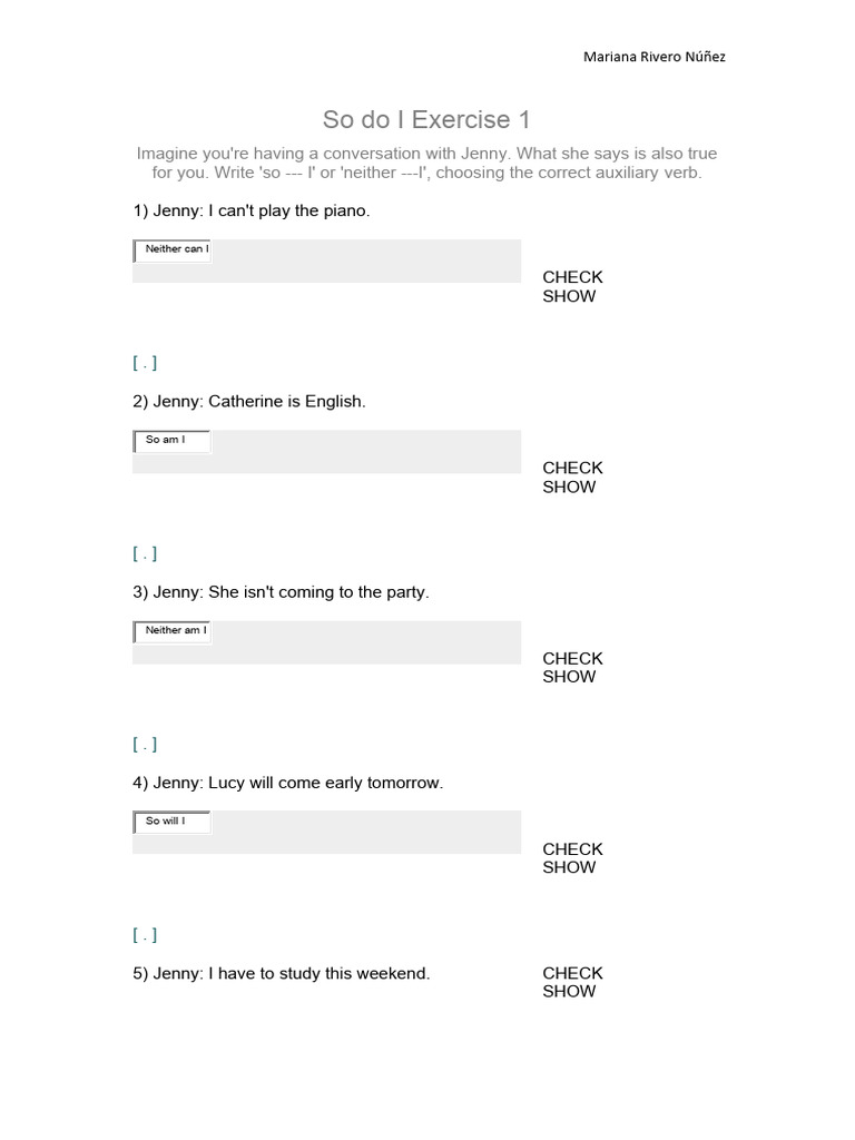 So Do I Exercise Mariana Rivero | PDF