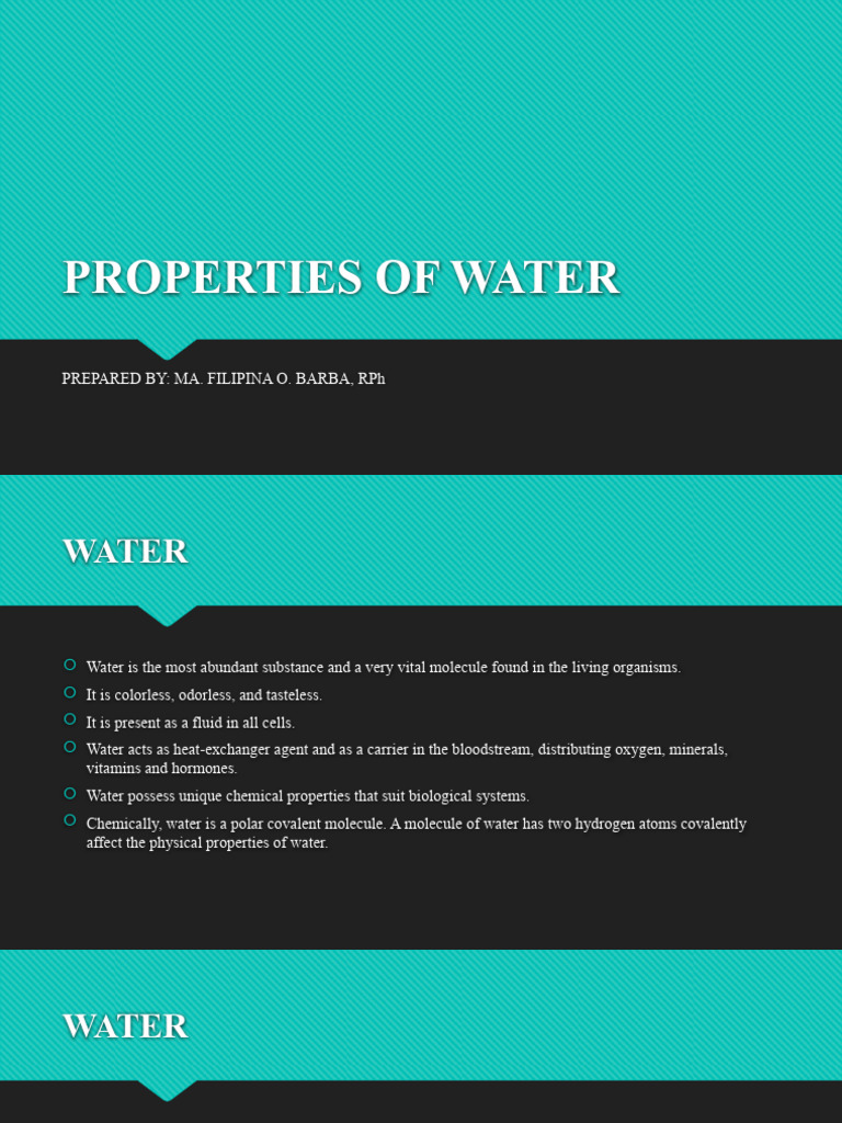 Properties and Role of Water | PDF