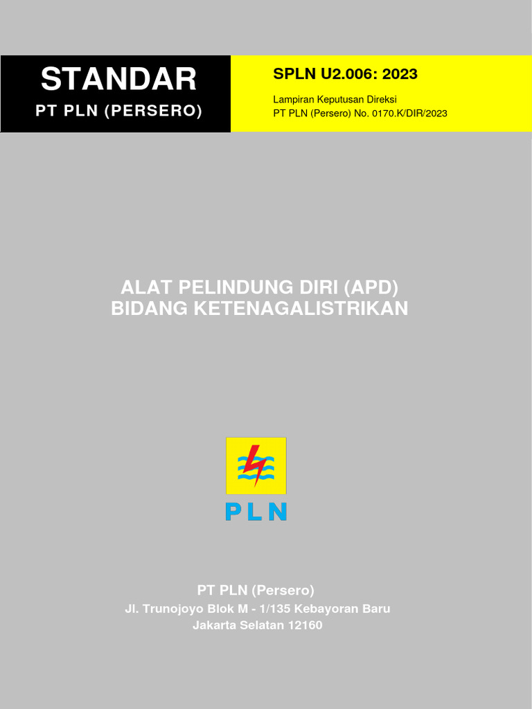 SPLN - Alat Pelindung Diri Bidang Ketenagalistrikan | PDF SPLN - Alat Pelindung Diri Bidang Ketenagalistrikan | PDF