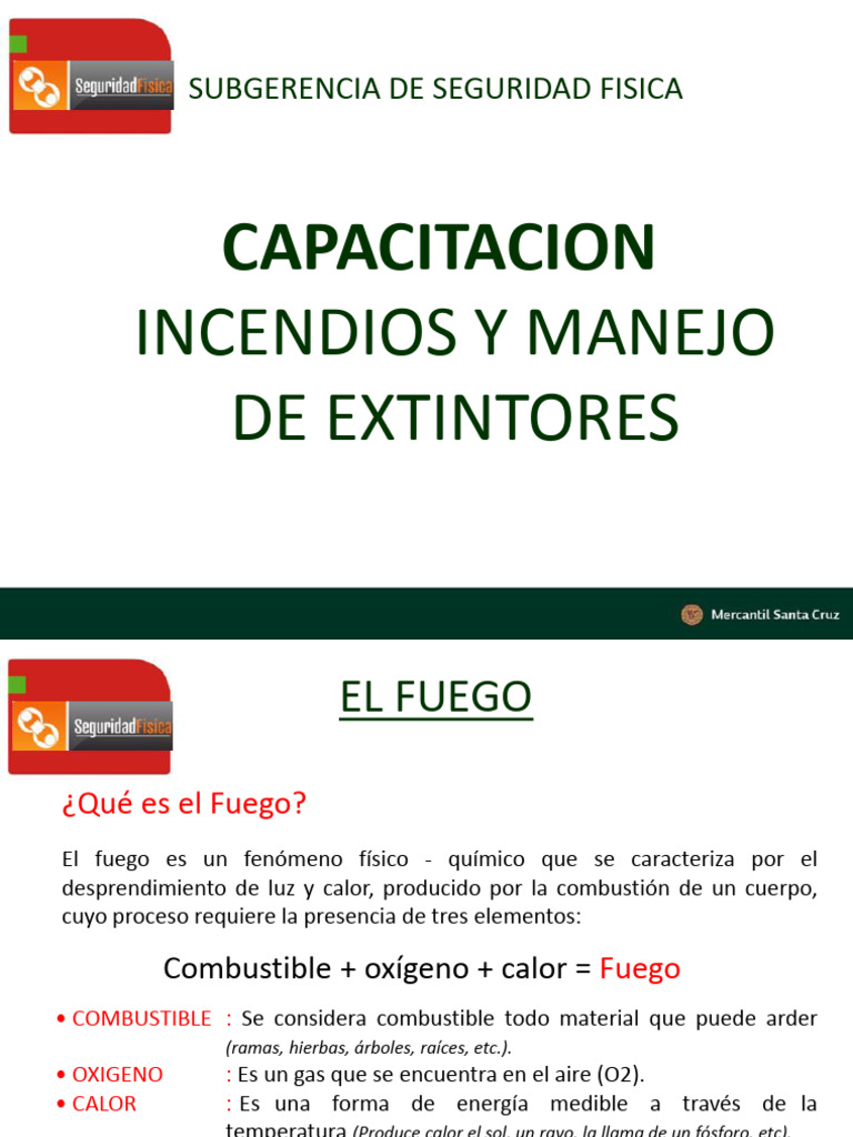 Capacitación en Incendios y Extintores | PDF | Incendios | Combustión