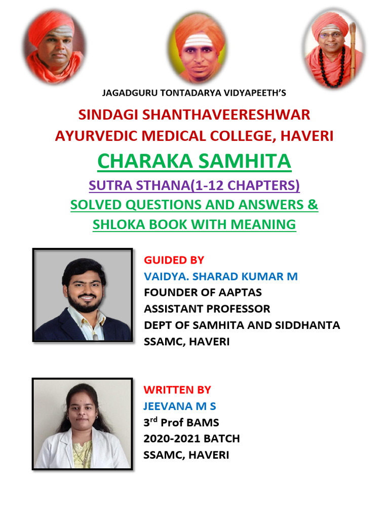 Charaka Samhita Sutrasthana Q&A Guide | PDF | Taste | Ayurveda