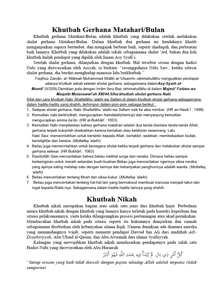 Khutbah Gerhana Dan Nikah | PDF